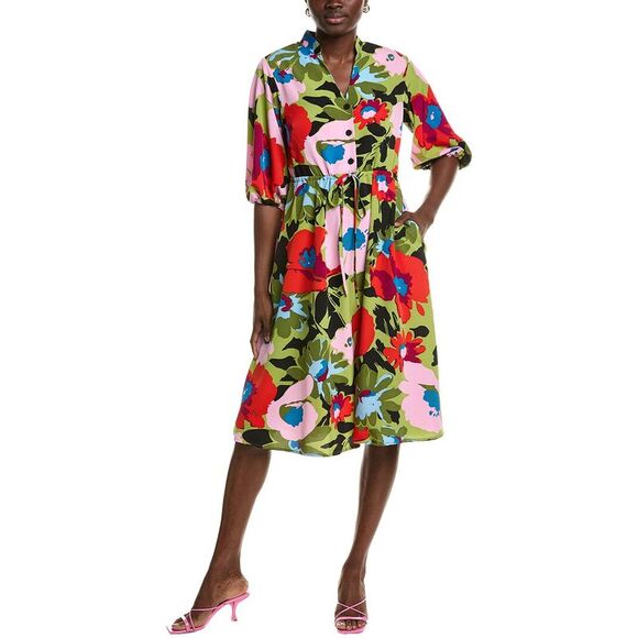 Sandra Darren | Dresses | Sandra Darren Womens Puff Sleeve Midi Dress ...